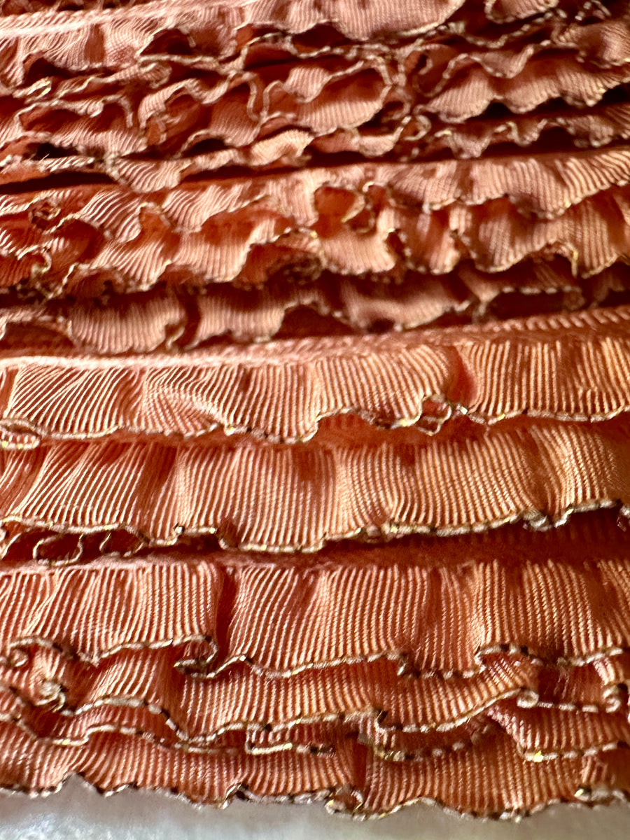 Antique Silk Ruffled Ribbon Gold Metal Edge – Vintage Passementerie