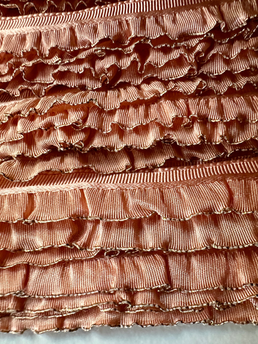 Antique Silk Ruffled Ribbon Gold Metal Edge – Vintage Passementerie