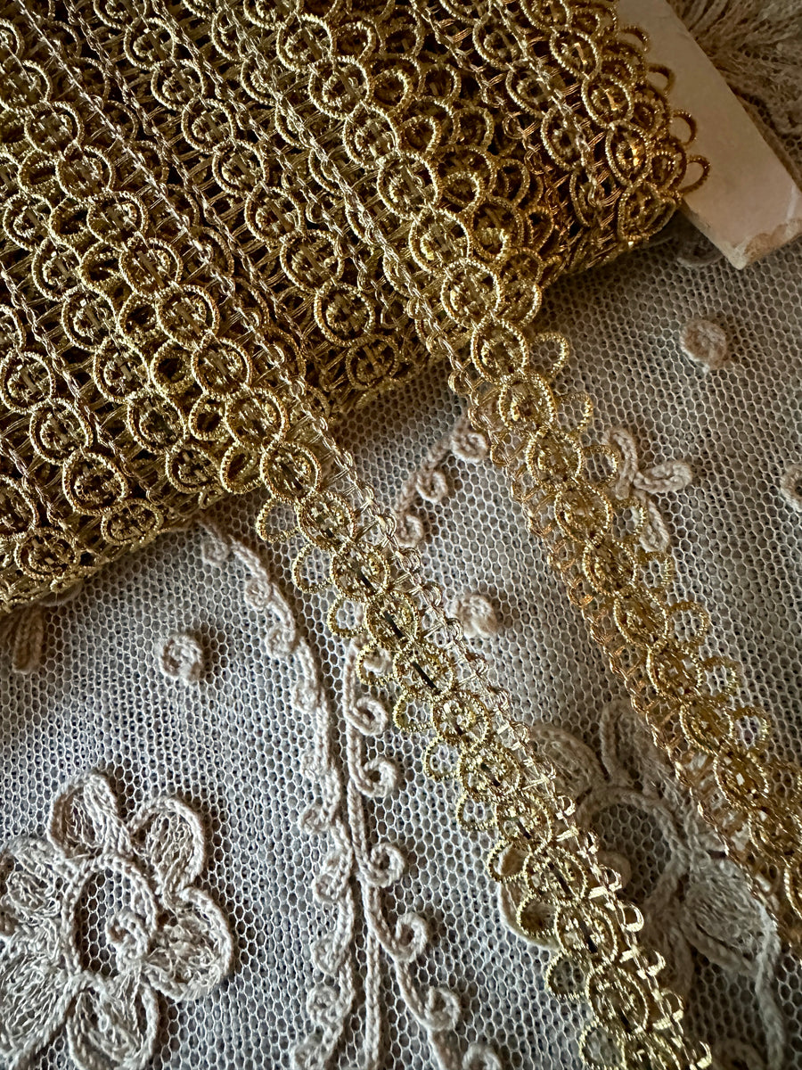 Antique Gold Metal Trim with Loops – Vintage Passementerie