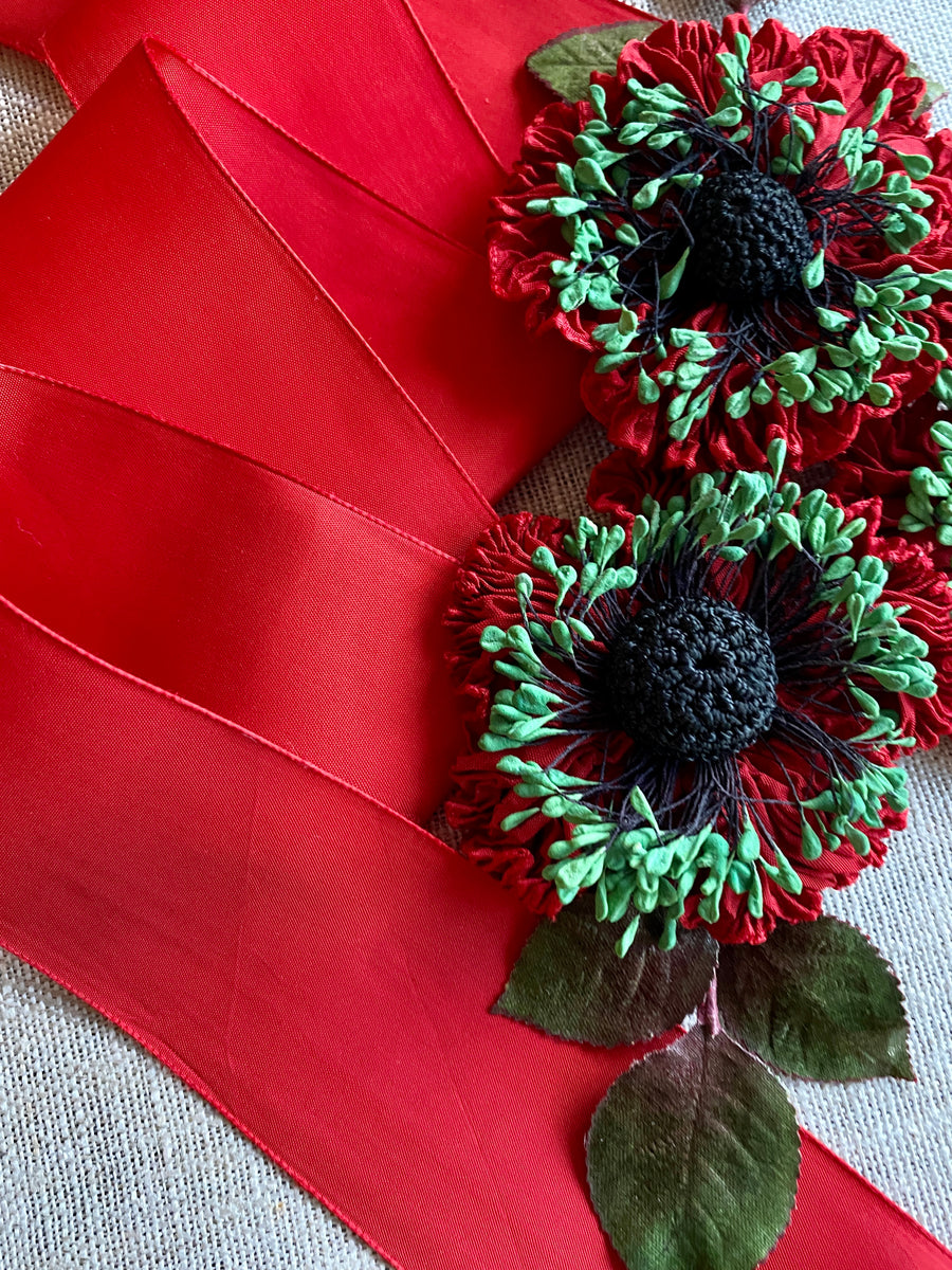 Vintage Poinsettia Red Taffeta Ribbon – Vintage Passementerie