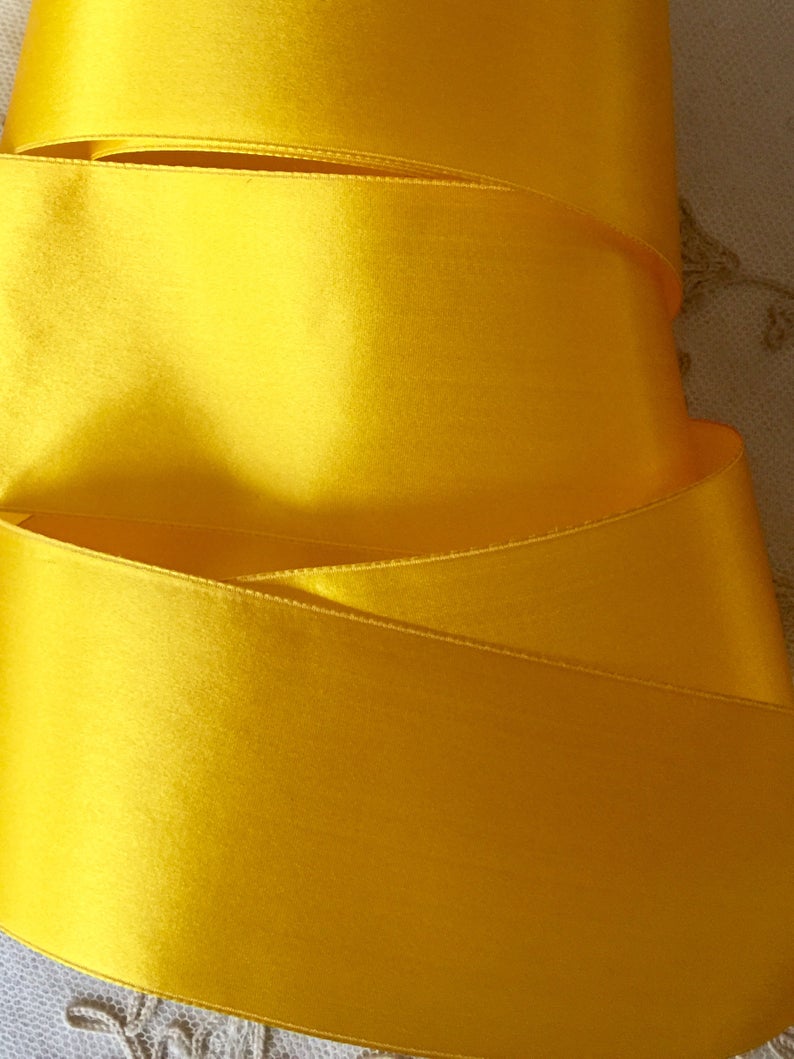 Vintage Ribbon by the Roll - Georgian Yellow Silk Satin Ribbon ...