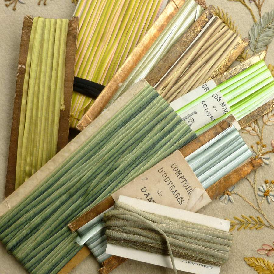 Antique French Silk Ombre Embroidery Ribbons – Vintage Passementerie